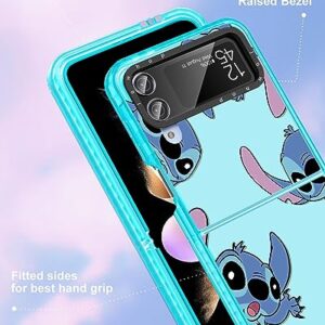 Jowhep for Z Flip 4 Case Girly Cute Cartoon Character Pattern Design for Girls Kids Boys Teens Women Cover Fun Kawaii Cool Clear Soft TPU Cases for Samsung Galaxy Z Flip 4 6.7", Black Stit