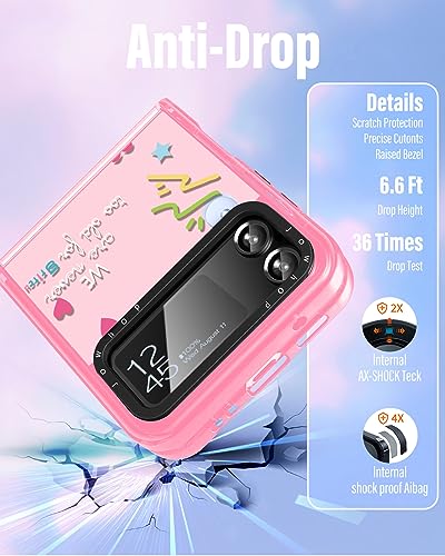 Jowhep for Z Flip 4 Case Girly Cute Cartoon Character Pattern Design for Girls Kids Boys Teens Women Cover Fun Kawaii Cool Clear Soft TPU Cases for Samsung Galaxy Z Flip 4 6.7", Stit CP