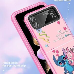 Jowhep for Z Flip 4 Case Girly Cute Cartoon Character Pattern Design for Girls Kids Boys Teens Women Cover Fun Kawaii Cool Clear Soft TPU Cases for Samsung Galaxy Z Flip 4 6.7", Stit CP