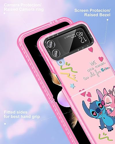 Jowhep for Z Flip 4 Case Girly Cute Cartoon Character Pattern Design for Girls Kids Boys Teens Women Cover Fun Kawaii Cool Clear Soft TPU Cases for Samsung Galaxy Z Flip 4 6.7", Stit CP