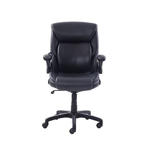 Lumbar Bonded Leather Manager Office Chair, Black (Color : Black)