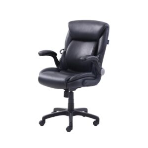 Lumbar Bonded Leather Manager Office Chair, Black (Color : Black)