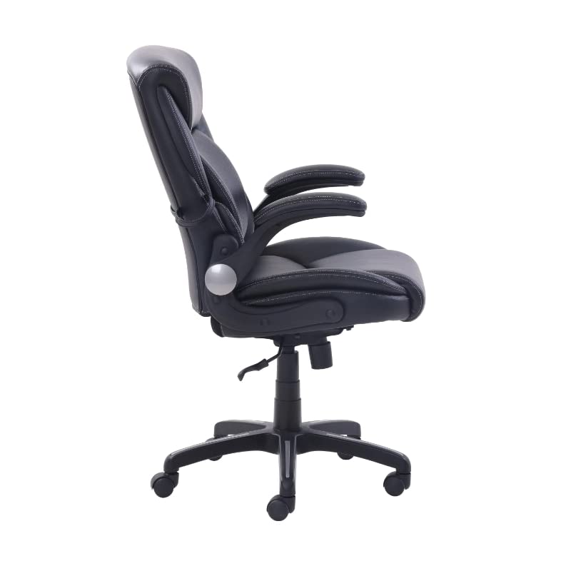 Lumbar Bonded Leather Manager Office Chair, Black (Color : Black)