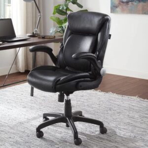 Lumbar Bonded Leather Manager Office Chair, Black (Color : Black)