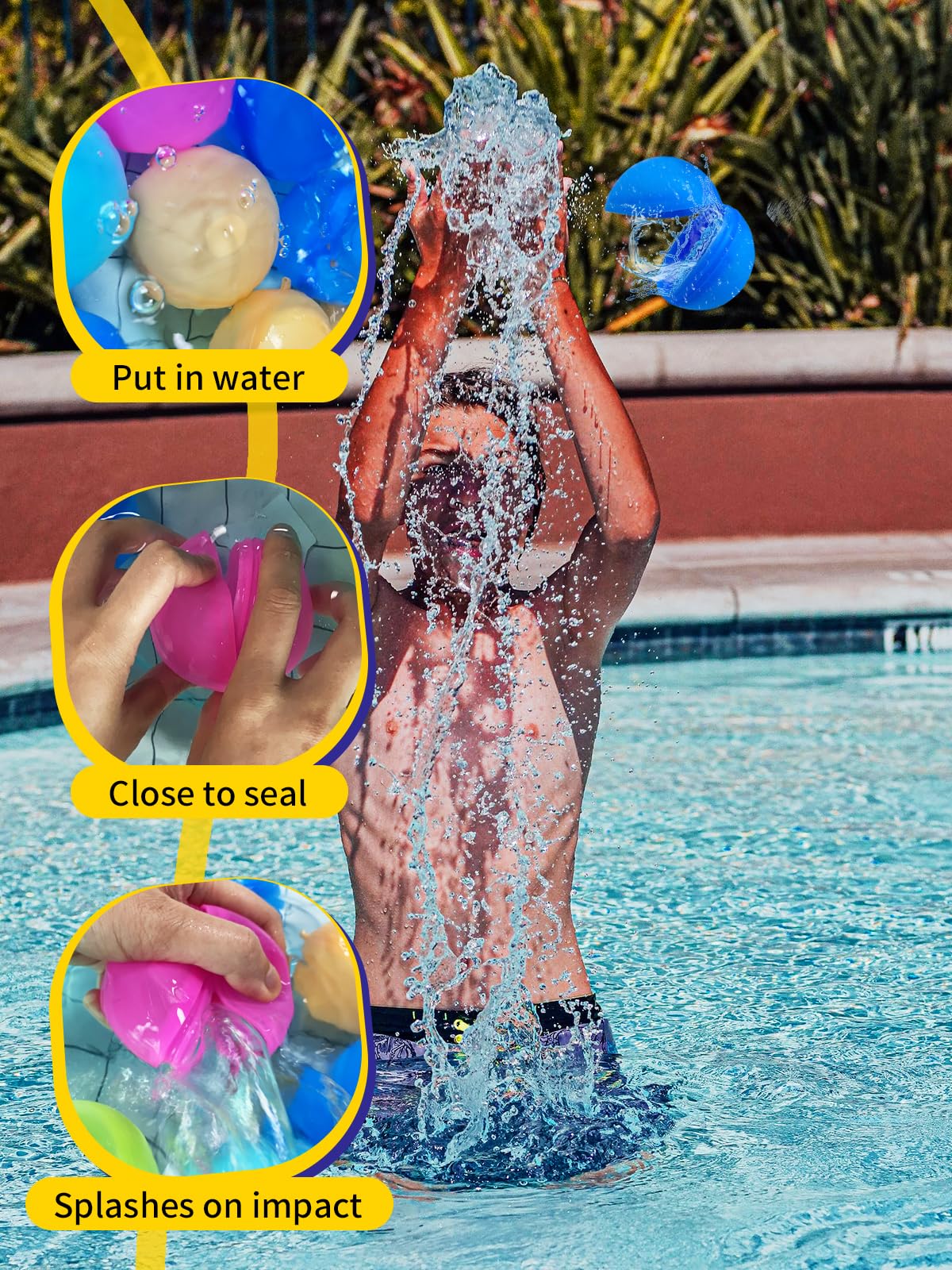 Water Balloon Toys to Relieve Summer Hot, Water Ball Launcher/Reusable Quick Sealing Splash Balls (Splash Balls)