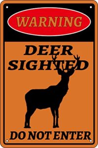 vintage metal tin sign warning there are wild deer dont enter wall decor retro art funny decorations home bar farm garden room plaque posters 12 × 8 inch