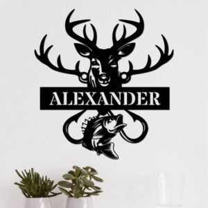 INDOCHI Personalized Deer Hunting Sign Metal Deer Sign Deer Hunter Sign Outdoor Hunter Gift Custom Deer Name Metal Sign Door Hanger Mancave Decor