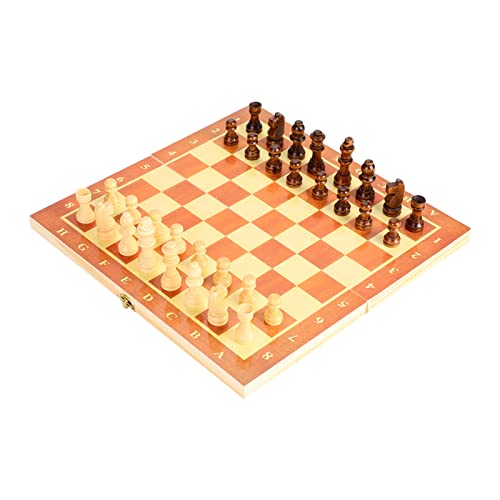 Keenso Chess Set, Folding Portable Wooden Chessboard Folding Board Chess Game for Party Family Activities