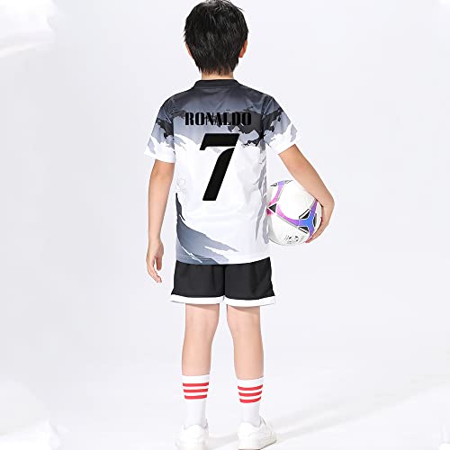 Casmyd Kids Portugal Rona’ldo Jersey+Soccer Shorts Youth Football Sports Team Camo Graphic Shirts Kit Uniform for Boys Girl