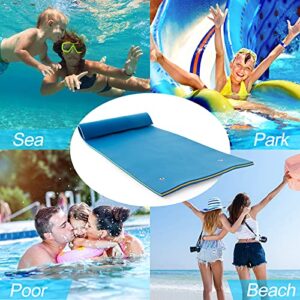 ECOTOUGE 9'x 6' Floating Water Mat, 3-Layer XPE Foam Water Floating Pad, Lily Pad Floating Mat for Water Recreation and Relaxing (Blue and Yellow)