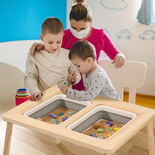 Isa EASE LIFE 5 in 1 Children's Sensory Table, Multifunction Toddler Play Sand Table Indoor Art Table Drawing Table for Kids, Toddler Sensory Table with 2 Storage Bin & Lid