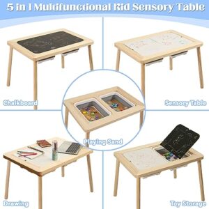 Isa EASE LIFE 5 in 1 Children's Sensory Table, Multifunction Toddler Play Sand Table Indoor Art Table Drawing Table for Kids, Toddler Sensory Table with 2 Storage Bin & Lid