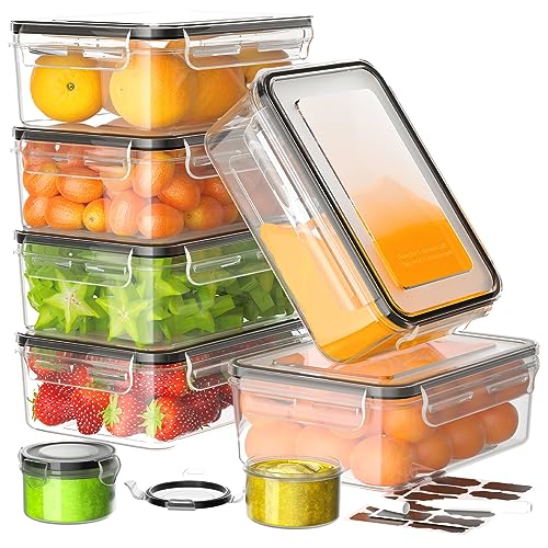 JSCARES Airtight Food Storage Containers with Lids - 16 Pcs (8 Lids & 8 Containers) Premium BPA-Free Plastic Food Containers Set Reusable for Kitchen Organization - 4.6 Cup Meal Prep Containers Microwave Dishwasher and Freezer Safe