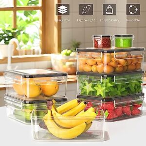 JSCARES Airtight Food Storage Containers with Lids - 16 Pcs (8 Lids & 8 Containers) Premium BPA-Free Plastic Food Containers Set Reusable for Kitchen Organization - 4.6 Cup Meal Prep Containers Microwave Dishwasher and Freezer Safe