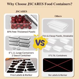 JSCARES Airtight Food Storage Containers with Lids - 16 Pcs (8 Lids & 8 Containers) Premium BPA-Free Plastic Food Containers Set Reusable for Kitchen Organization - 4.6 Cup Meal Prep Containers Microwave Dishwasher and Freezer Safe