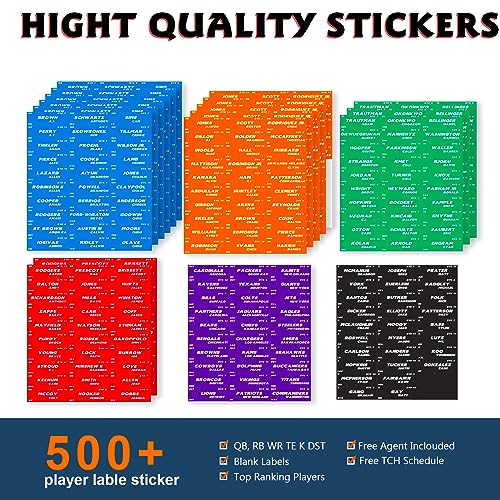 Fantasy Football Draft Board 2023-2024 Kit - 2023-2024 Season XL Fantasy Football Draft Board 5.3 x 3.7 Feet- 500+ Player Stickers - 14 Team x 20 Rounds