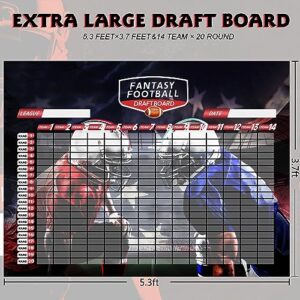 Fantasy Football Draft Board 2023-2024 Kit - 2023-2024 Season XL Fantasy Football Draft Board 5.3 x 3.7 Feet- 500+ Player Stickers - 14 Team x 20 Rounds