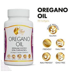 Coco March Oregano Oil - 55% Greek Carvacrol Immune System Support - Gluten Free, Dairy Free, GMO Free, Keto Friendly, Paleo Friendly - 90 Capsules