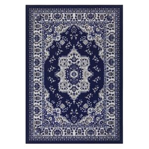 Antep Rugs Alfombras Oriental Traditional 8x10 Non-Skid (Non-Slip) Low Profile Pile Rubber Backing Indoor Area Rugs (Navy Blue, 7'10" x 10')