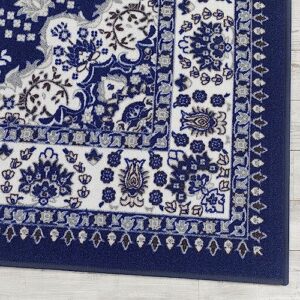 Antep Rugs Alfombras Oriental Traditional 8x10 Non-Skid (Non-Slip) Low Profile Pile Rubber Backing Indoor Area Rugs (Navy Blue, 7'10" x 10')