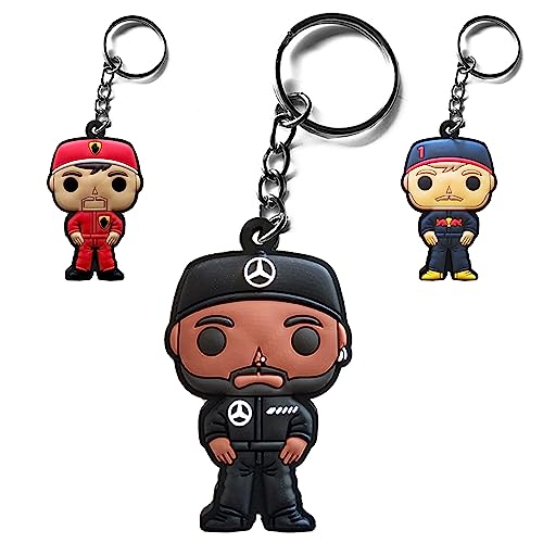 PolarAuto F1 Formula One Racing Key Chain Keychain Car Auto Compatible with Red Bull Mercedes Ferrari Team Fan Gift Accessory (Lewis Hamilton)