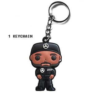 PolarAuto F1 Formula One Racing Key Chain Keychain Car Auto Compatible with Red Bull Mercedes Ferrari Team Fan Gift Accessory (Lewis Hamilton)