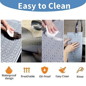 Zoiwdur Dish Drying Mat for Kitchen Counter, Collapsible Dish Drying Pad, Heat-Resistant Silicone Dish Drainer Mat with Non-Slip Backed, for Sink, Drawer Liner(24 x 13 Inches)