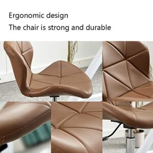 XOUVY Adjustable Home Chairs Swivel PU Leather Dining Desk Chair Chrome Nylon Legs Computer Chair (Color : Black)