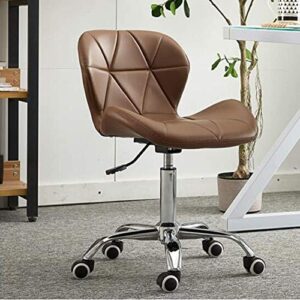 XOUVY Adjustable Home Chairs Swivel PU Leather Dining Desk Chair Chrome Nylon Legs Computer Chair (Color : Black)