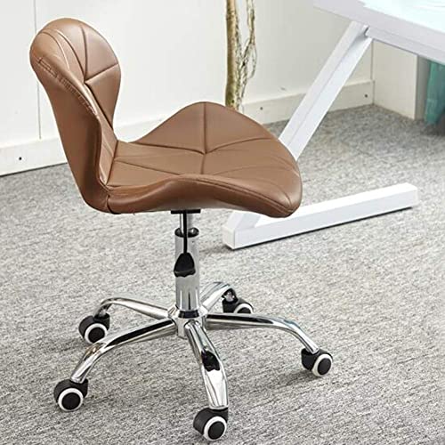 XOUVY Adjustable Home Chairs Swivel PU Leather Dining Desk Chair Chrome Nylon Legs Computer Chair (Color : Black)