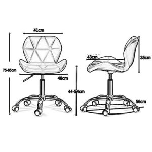 XOUVY Adjustable Home Chairs Swivel PU Leather Dining Desk Chair Chrome Nylon Legs Computer Chair (Color : Black)