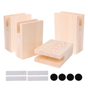 Etfbuy 4PCS Width Groove Wood Bed Desk Risers Lifter Table Cube Furniture Storage Groove Fit Sofa