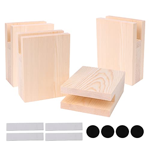 Etfbuy 4PCS Width Groove Wood Bed Desk Risers Lifter Table Cube Furniture Storage Groove Fit Sofa