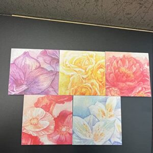 Summer Blooms Sticky Notes, 50 Sheets per Design, Size 3x3 inch Sticky Memo Pad, All 5 Designs, Lilac, Rose, Peony, Lotus, and Lily.