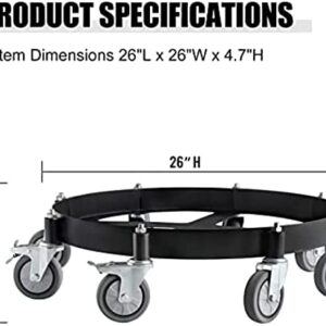 55 Gallon Heavy Duty Plastic Drum Dolly – Durable Plastic Drum Cart 2000 Lb. Capacity- Barrel Dolly With 8 Swivel Casters Wheel,Black