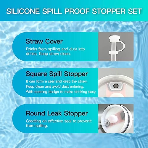 8pcs Silicone Spill Proof Stopper Set,Compatible with Stanley Cup 2.0 40oz/30oz,Compatible with Tumbler Accessories, 2 Straw Cover Cap,2 Square Spill Stopper,2 Round Leak Stopper,2 Bumper Boot