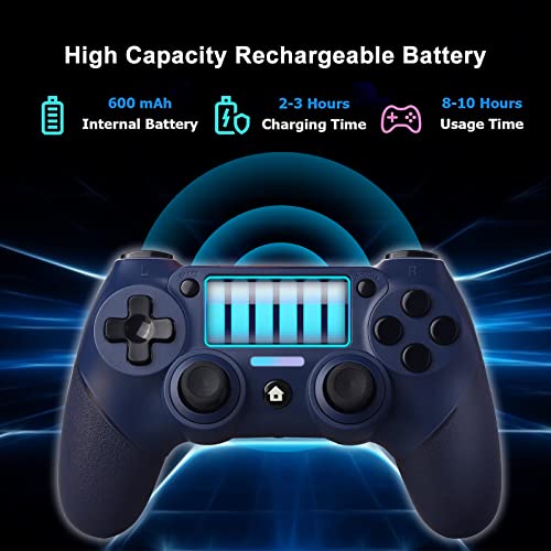 Jusubb Replacement for PS4 Controller, Programmable Function with 6-axis Gyro Sensor Non-Slip Joystick Dual Vibration, Audio Function with 3.5mm Jack a