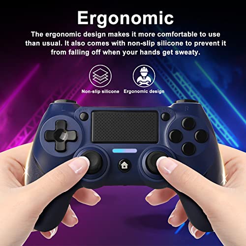 Jusubb Replacement for PS4 Controller, Programmable Function with 6-axis Gyro Sensor Non-Slip Joystick Dual Vibration, Audio Function with 3.5mm Jack a