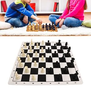 SPYMINNPOO Chess Set with Zipper Back Bag, Portable Faux Leather Black and White Checkerboard Set for Boys Girls