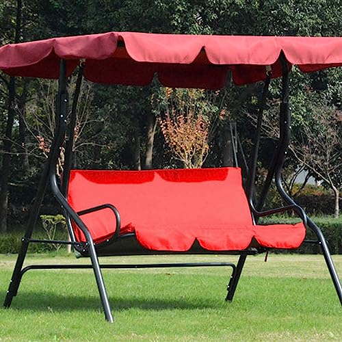 Zerone Swing Chair Cushion Cover, Garden Courtyard Outdoor Waterproof Polyester Taffeta 3 Seats Foldable Swing Chair Pad Hammock Seat Cushion Cover Gray, Black, Dark Blue, Red(Optional) (Red)