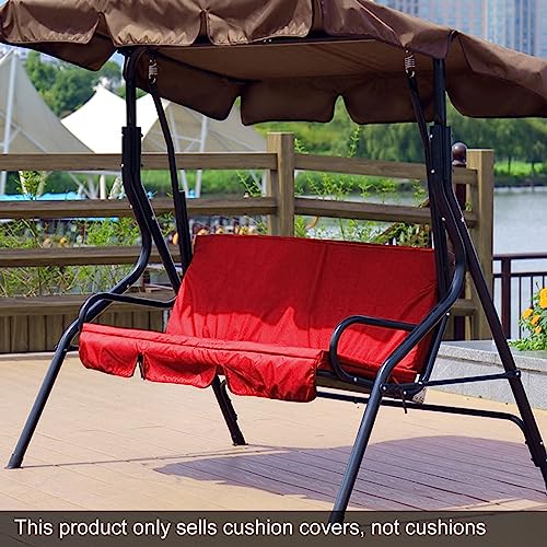 Zerone Swing Chair Cushion Cover, Garden Courtyard Outdoor Waterproof Polyester Taffeta 3 Seats Foldable Swing Chair Pad Hammock Seat Cushion Cover Gray, Black, Dark Blue, Red(Optional) (Red)