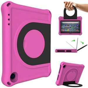 GUSARI Tablet PC case Kids Case Compatible with Kindle Fire DH 7 (2022),Fire DH 7",Shockproof Lightweight Dropproof Stand Handle EVA Tablet Case Tablet Cover (Color : Rose RED)