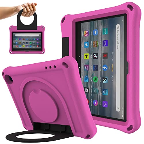 GUSARI Tablet PC case Kids Case Compatible with Kindle Fire DH 7 (2022),Fire DH 7",Shockproof Lightweight Dropproof Stand Handle EVA Tablet Case Tablet Cover (Color : Rose RED)