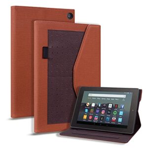 GREYKA Tablet PC Case Compatible with All-New Kindle Fire 7 Tablet (7", 12th Generation, 2022 Release) Case PU & TPU Tablet Case Kickstand Tablet Case Card Slot Case Tablet Protection (Color : Brown)