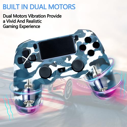 PGYFDAL 2 Pack Wireless Controller For PS4/Pro/PC, Gamepad with USB Cable/1000mAh Battery/Dual Vibration/6-Axis Motion Sensor/3.5mm Audio Jack/Multi Touch Pad/Share Button (Red and Blue)