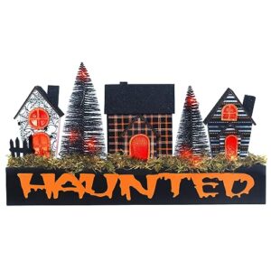 halloween decorations indoor, decspas haunted house block halloween decor decorative signs & plaques, led halloween lights faux trees ornaments hocus pocus decorations gothic decor for home