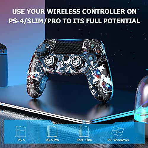 XISOGUU 2 Pack Wireless Controller for PS4, Wireless Remote Control Compatible with Playstation 4/Slim/Pro,with Double Shock/Audio/Six-axis Motion Sensor (black graffiti)