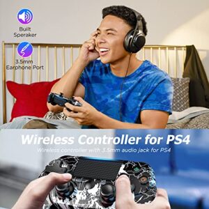 XISOGUU 2 Pack Wireless Controller for PS4, Wireless Remote Control Compatible with Playstation 4/Slim/Pro,with Double Shock/Audio/Six-axis Motion Sensor (black graffiti)