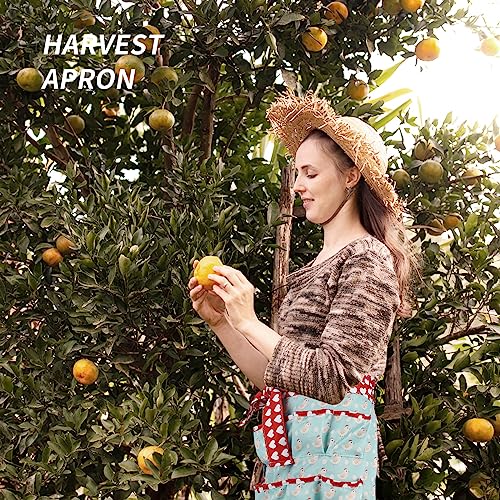 Harfesto Egg Apron for Fresh Eggs, 18 Deep Pockets Egg Collecting Apron for Women, Egg Gathering Apron for Chicken Duck Goose Quail Eggs, Adult