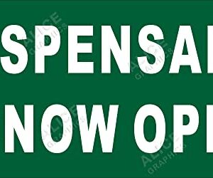 22" X 44" DISPENSARY NOW OPEN Vinyl Banner Sign (Design #3), Existing Text Change Available (Optional)